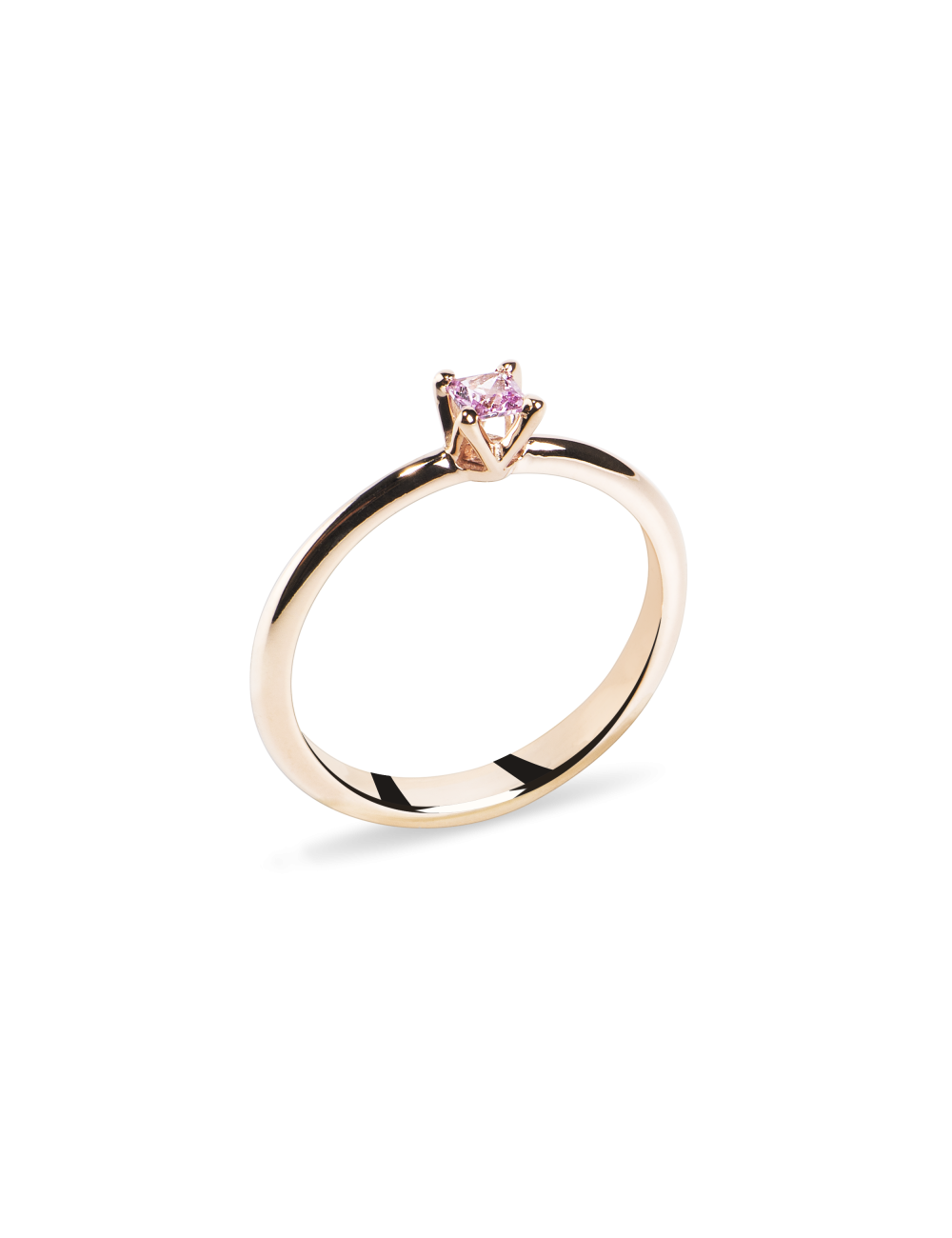 Inel de logodna din Aur Rose de 18k cu Safir Natural Roz